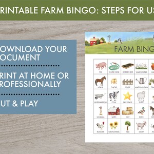 Printable Farm Bingo, Kids Spring Party Game, Instant Download ...