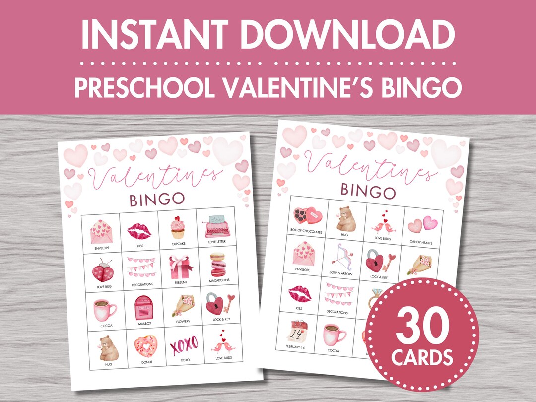 Printable Valentine's Day Preschool BINGO | Instant Download, Valentine ...