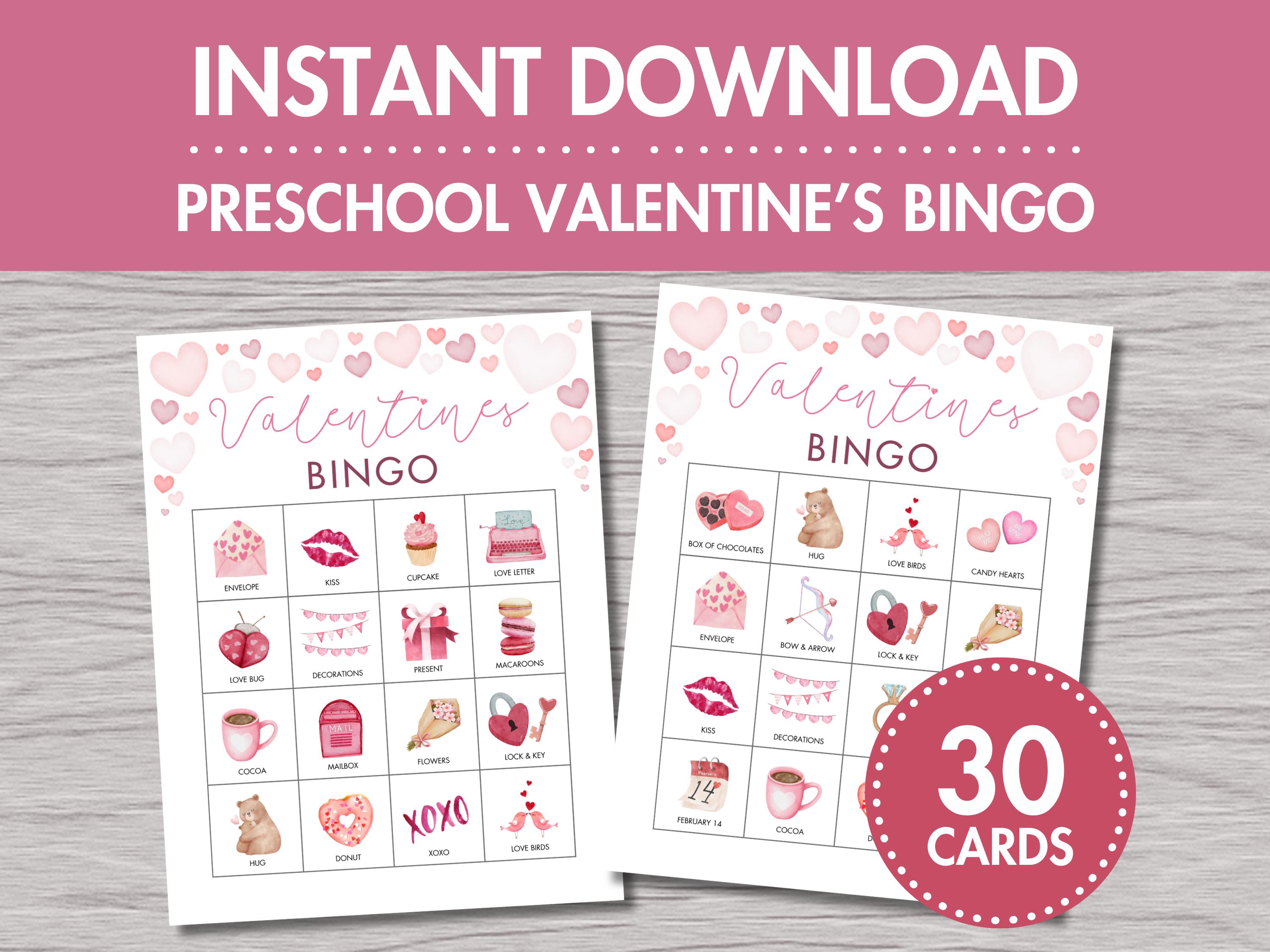 Printable Valentine's Day Preschool BINGO | Instant Download, Valentine ...