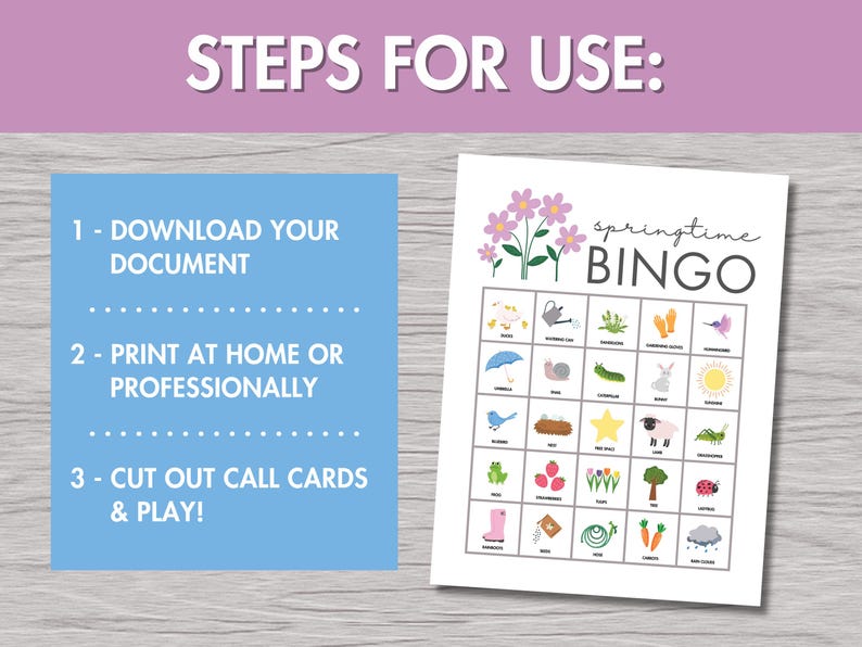 Printable Springtime Bingo | Spring-themed Bingo, Kids Spring Party ...