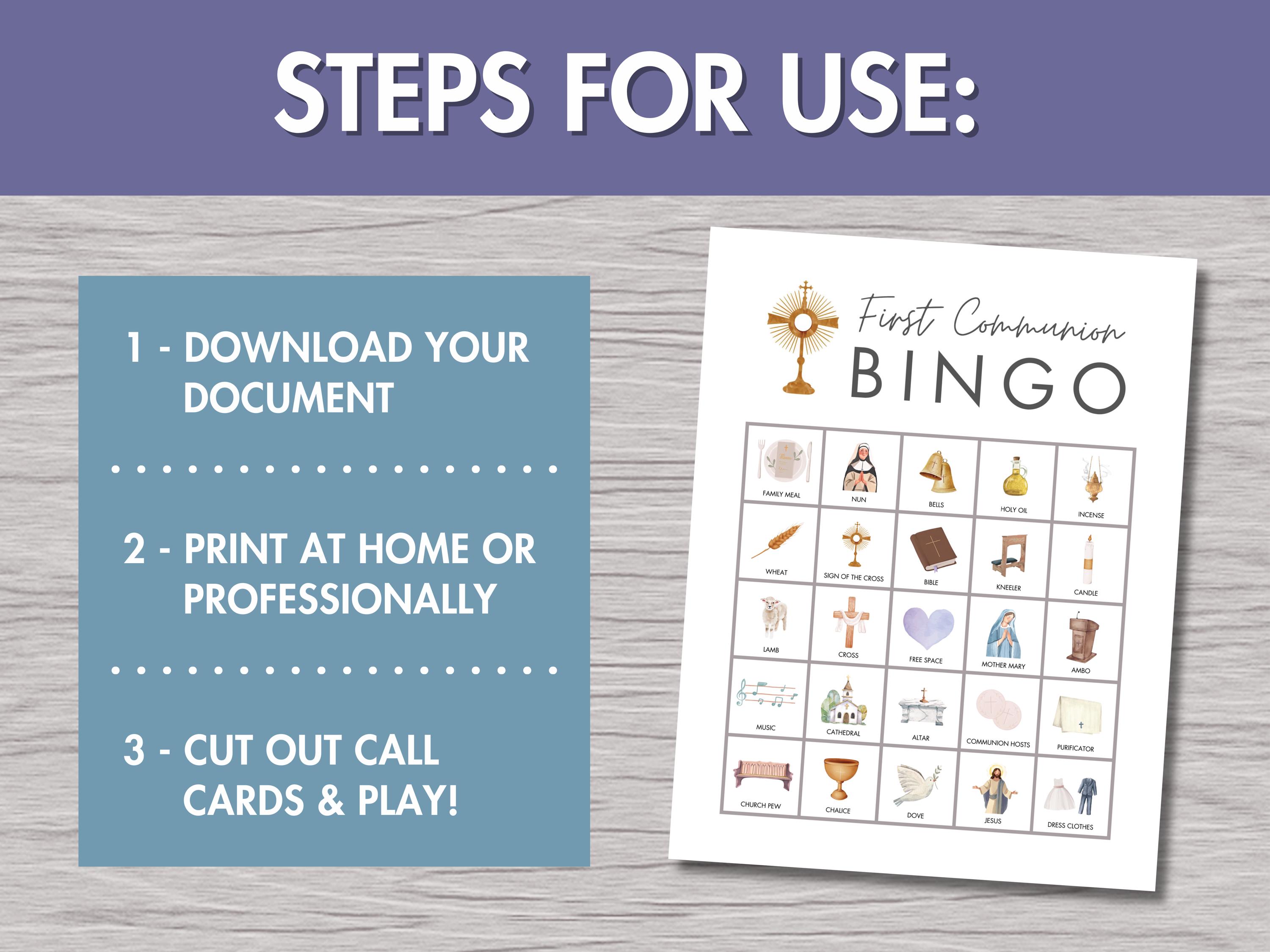 First Communion Bingo Game: Catholic Party Activity (digital Download ...