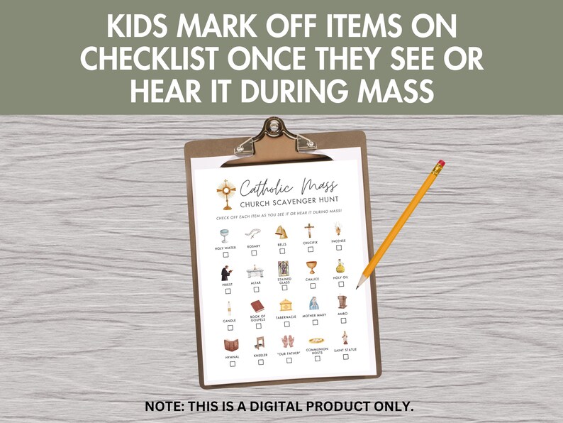 Catholic Mass Scavenger Hunt: Minimalist Church Activity (PDF ...