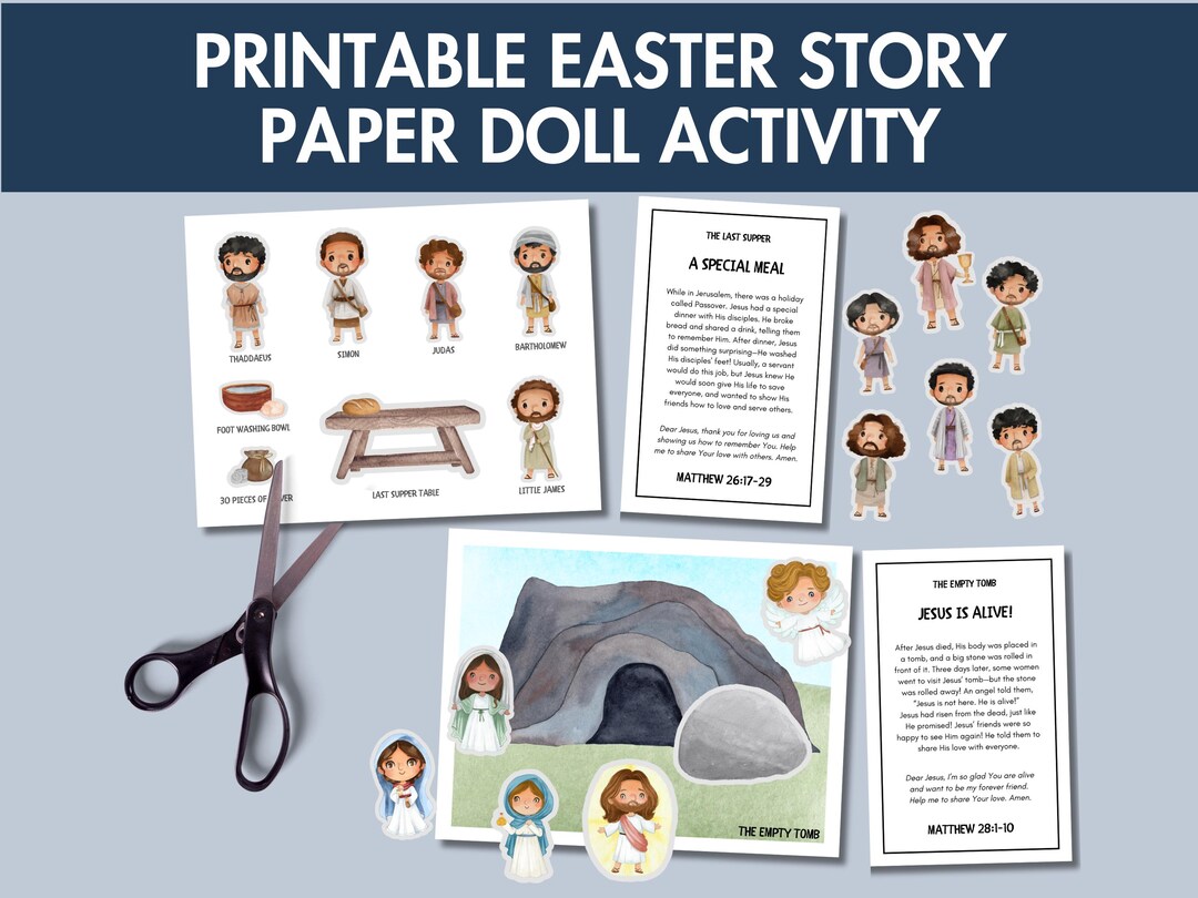Printable Easter Story Paper Dolls | Biblical Kids Play Scenes for Holy ...