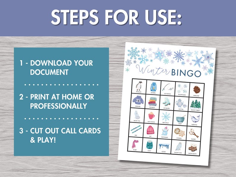 Printable Winter BINGO | Instant Download, Snow Day Activity, Kids ...