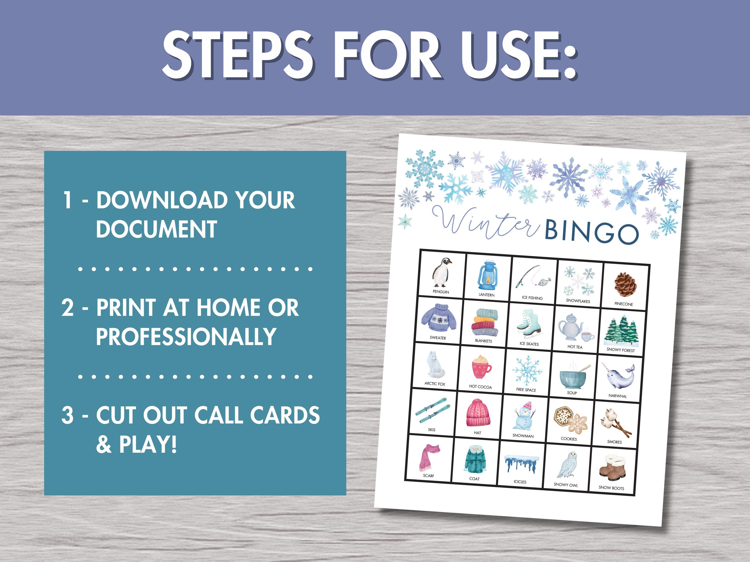 Printable Winter BINGO | Instant Download, Snow Day Activity, Kids ...