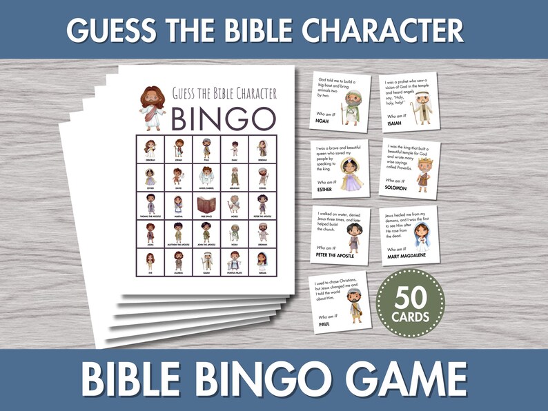 Bible Character Bingo Game: Christian Learning Activity (PDF Download ...