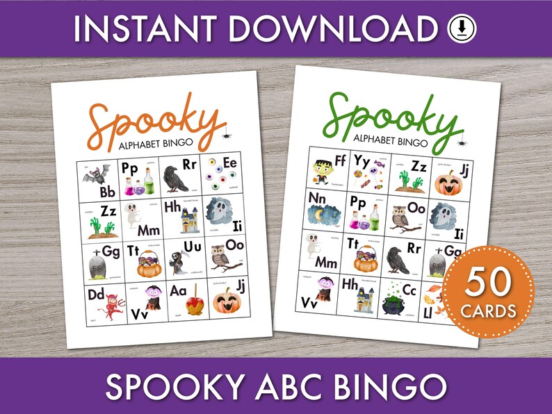 Preschool Spooky ABC Bingo | Kids Alphabet Halloween-themed Learning ...