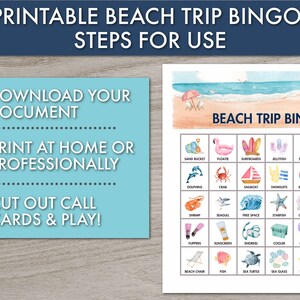 Printable Beach Trip Bingo Game: Summer Kids Party (digital Download ...