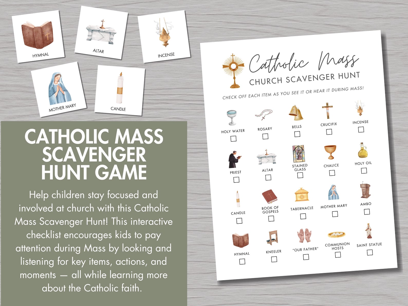 Catholic Mass Scavenger Hunt: Minimalist Church Activity (PDF ...