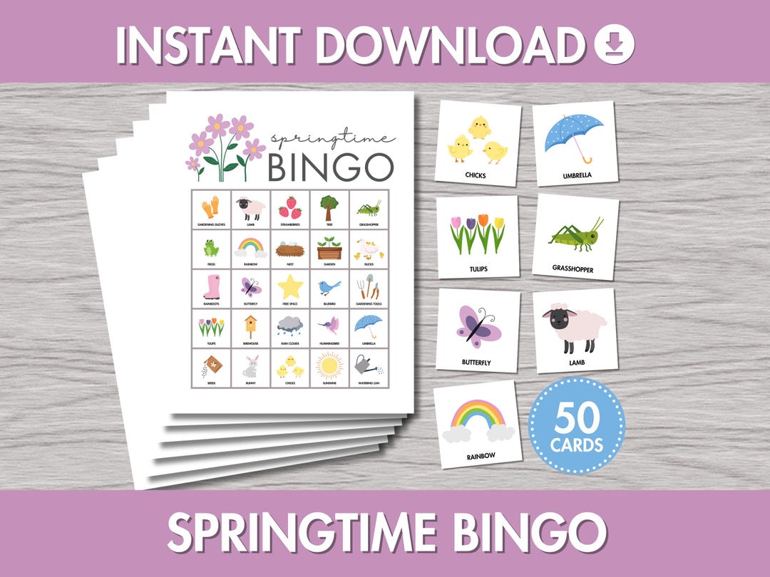 Printable Springtime Bingo | Spring-themed Bingo, Kids Spring Party ...