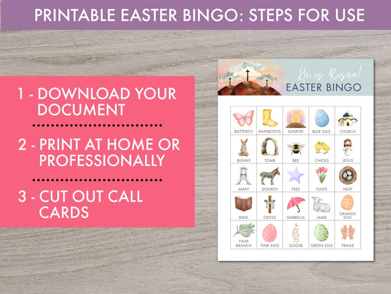 Printable Easter Bingo, He is Risen! Christian Religious Easter Bingo ...