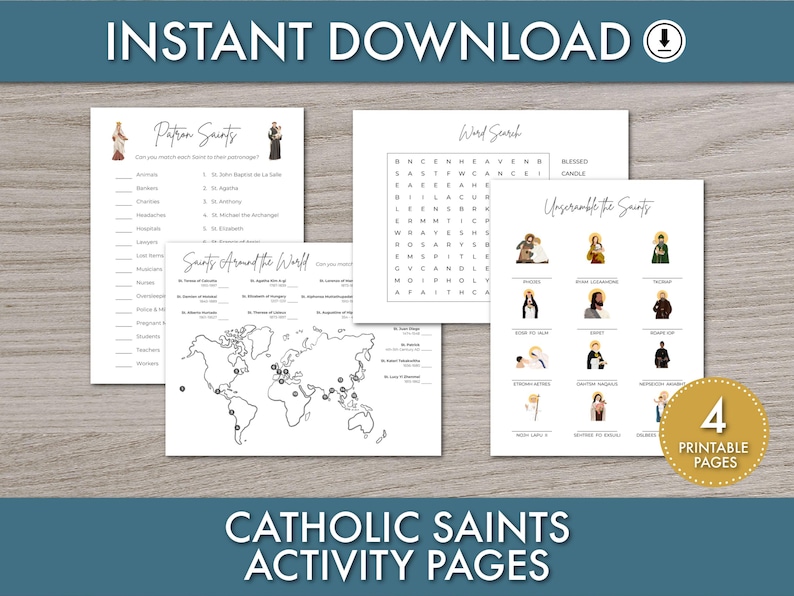 Catholic Saints Activity Pages: Word Search, Scramble (digital Download ...