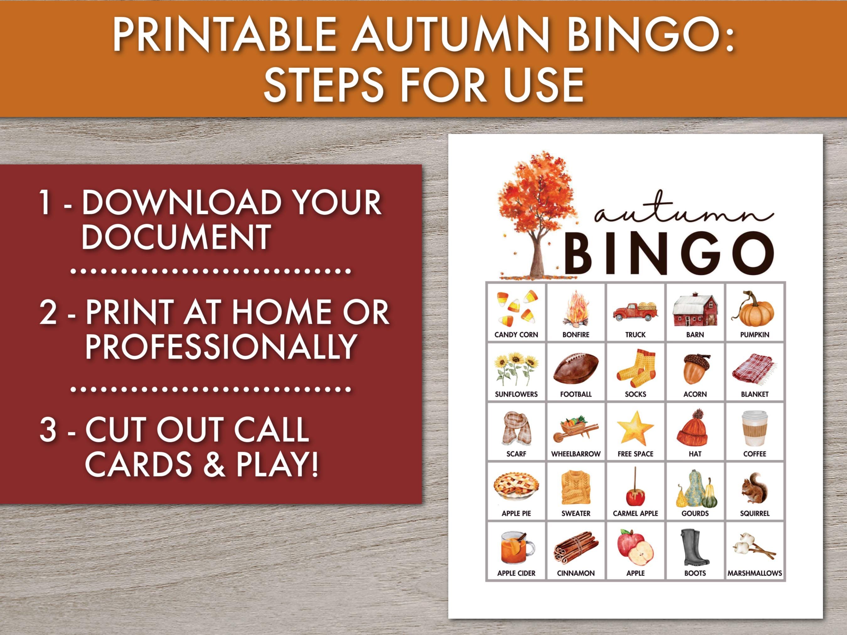 Printable Autumn BINGO | Fall-themed Game, Instant Download, Harvest ...
