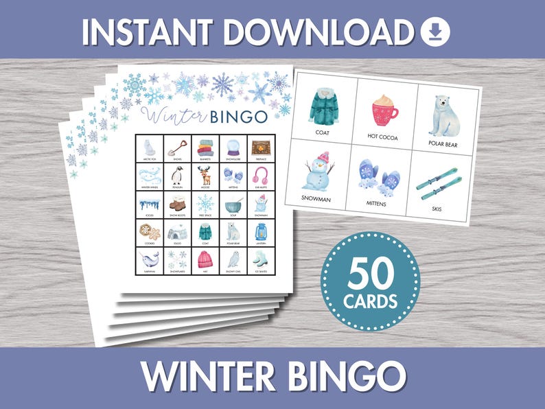 Printable Winter BINGO | Instant Download, Snow Day Activity, Kids ...