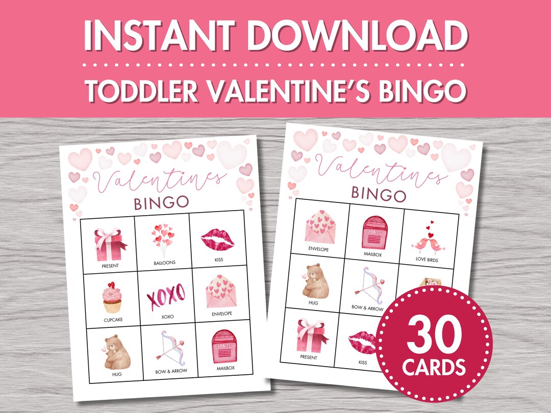 Printable Valentine's Day Toddler BINGO | Instant Download, Valentine ...