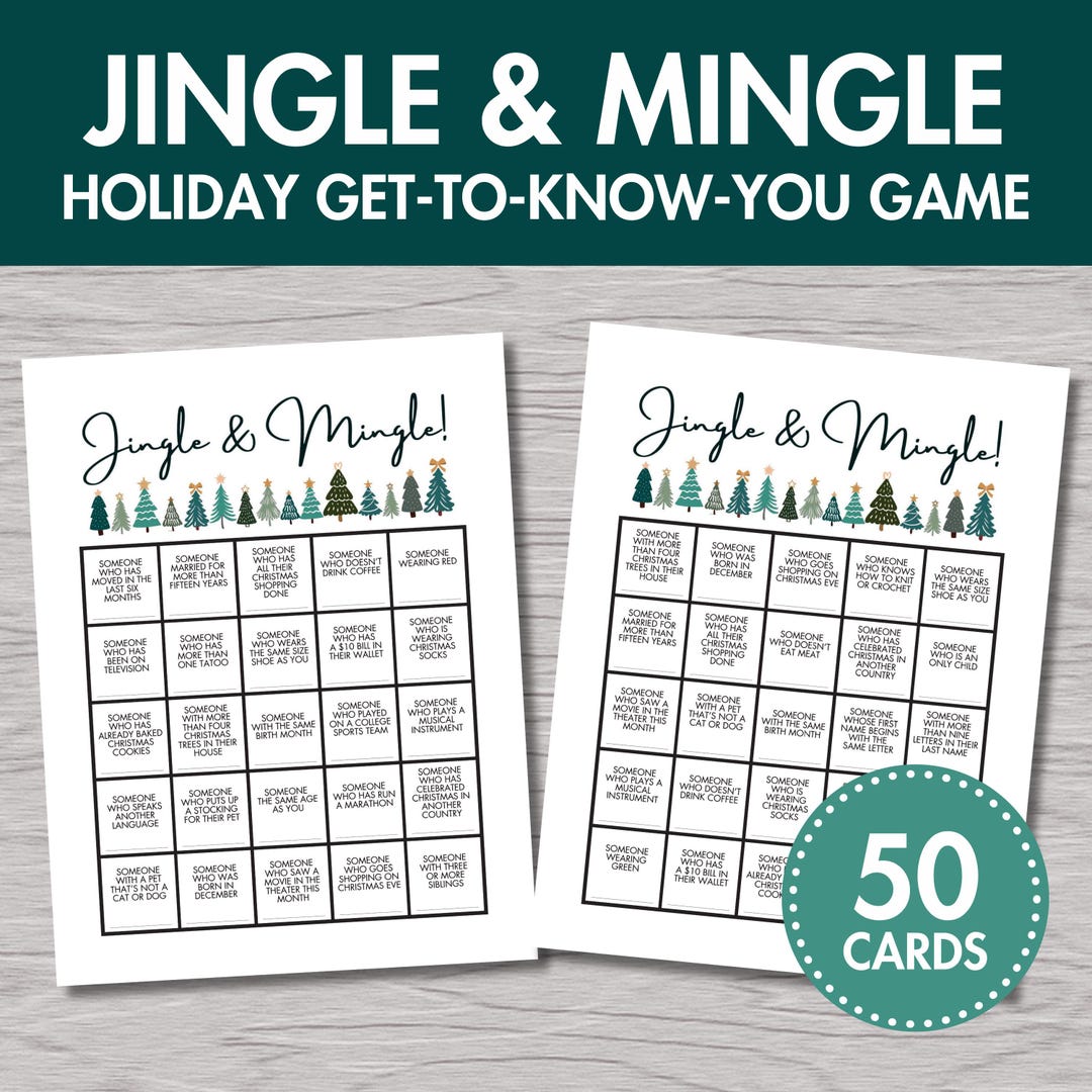 Christmas Party Game: Jingle & Mingle Icebreaker (50 Cards) (digital ...