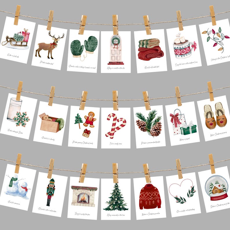 Christmas Activity Cards: Holiday Bucket List, Advent Calendar (digital ...