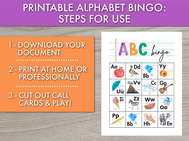 Preschool Alphabet Bingo | Kids Abc-themed Learning Game, 4x4 for ...