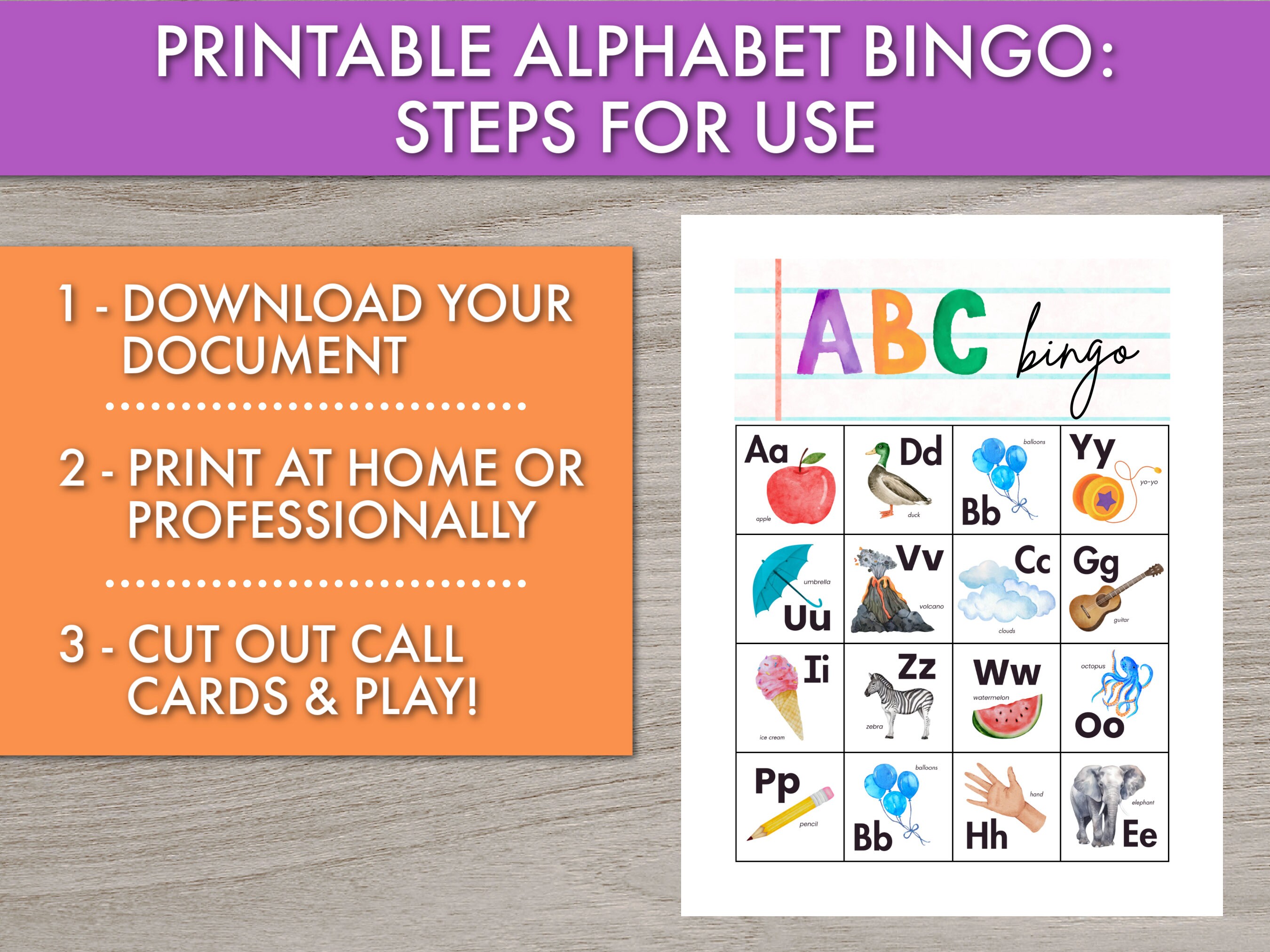 Preschool Alphabet Bingo | Kids Abc-themed Learning Game, 4x4 for ...