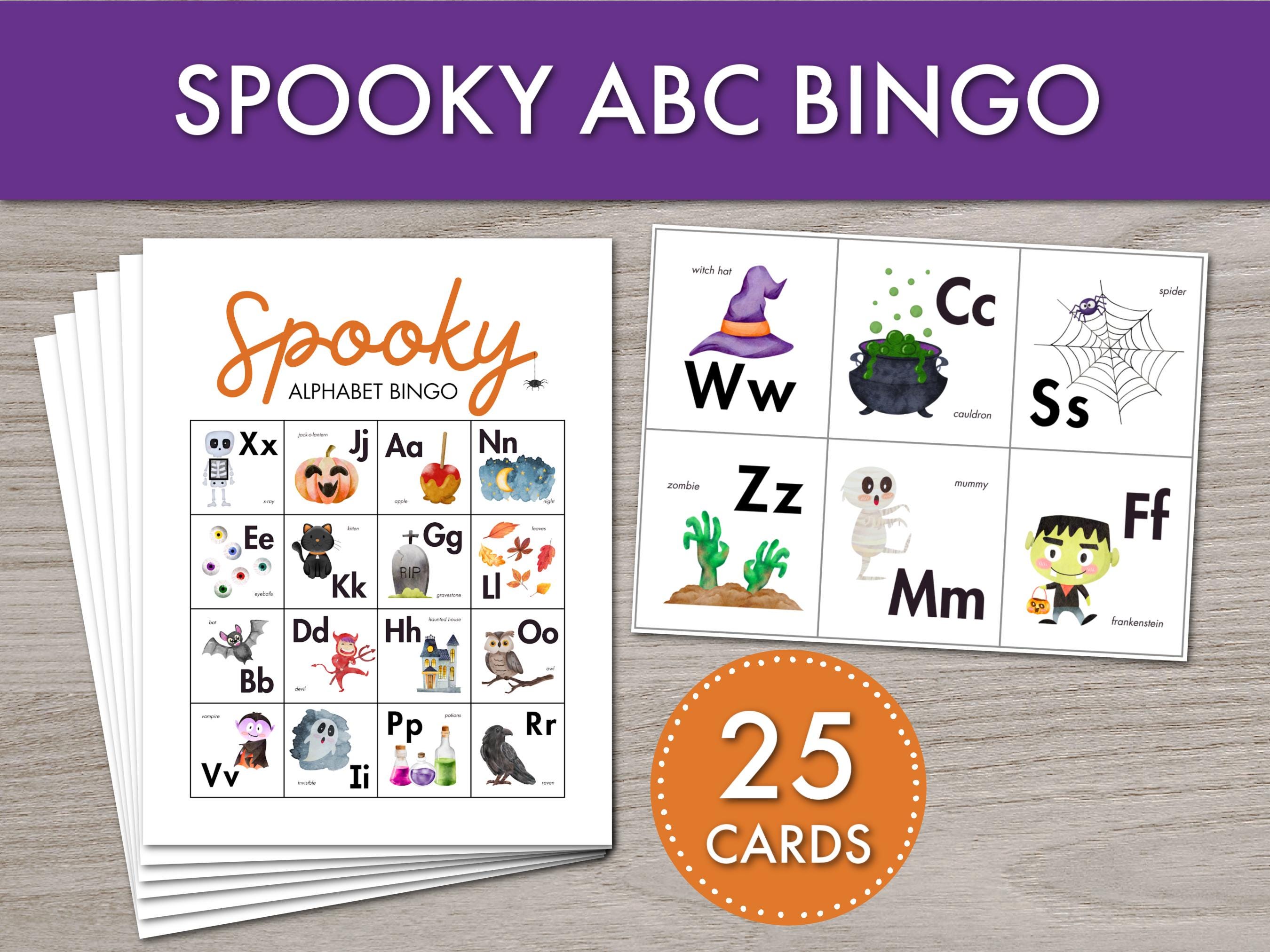 Preschool Spooky ABC Bingo | Kids Alphabet Halloween-themed Learning ...