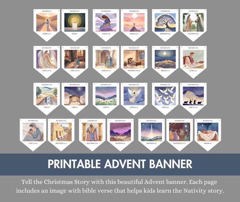 Nativity Story Advent Banner: Religious Scripture Printable (DIY) - Etsy