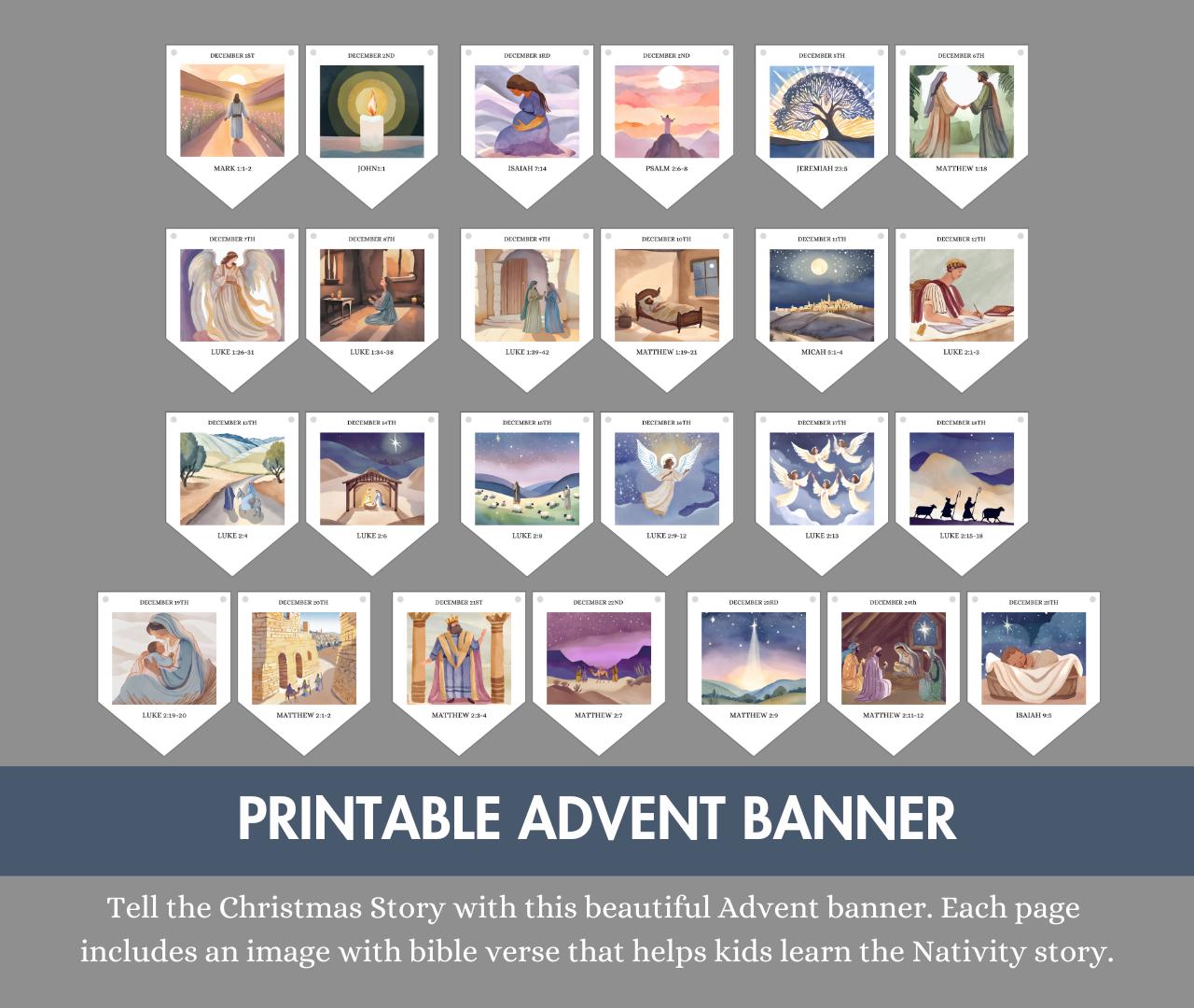 Nativity Story Advent Banner: Religious Scripture Printable (DIY) - Etsy