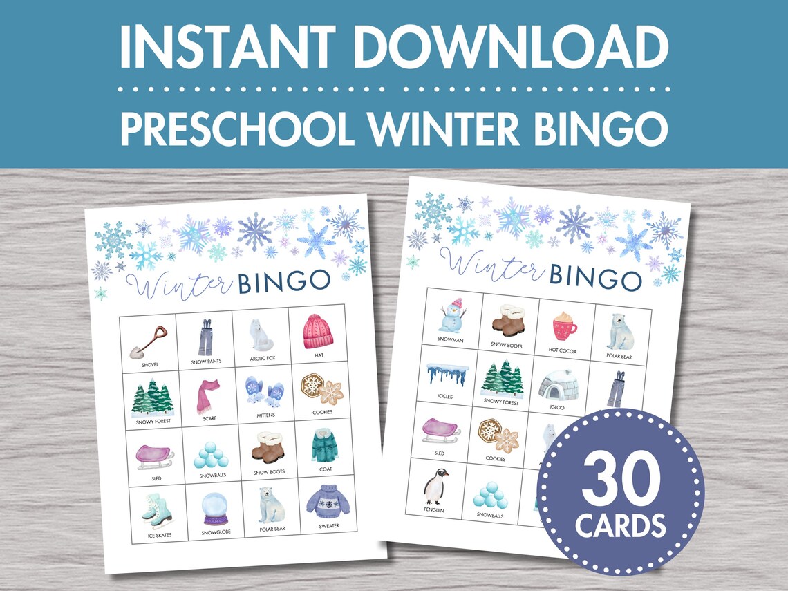 Preschool Winter Bingo Game: Snow Day Party Activity (digital Download ...