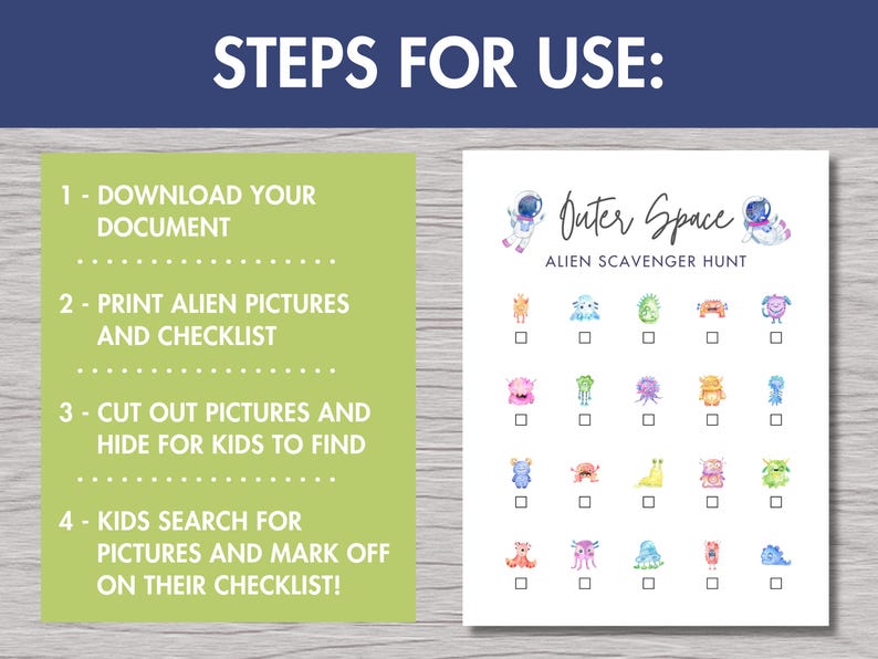 Printable Alien Scavenger Hunt Game | Instant Download, Checklist & 20 ...