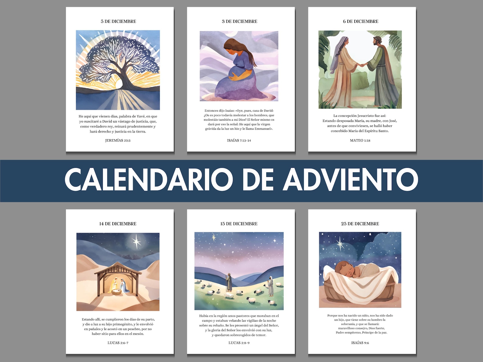 SPANISH Printable Advent Cards | 25 Tarjetas Para Adviento, Calendario ...