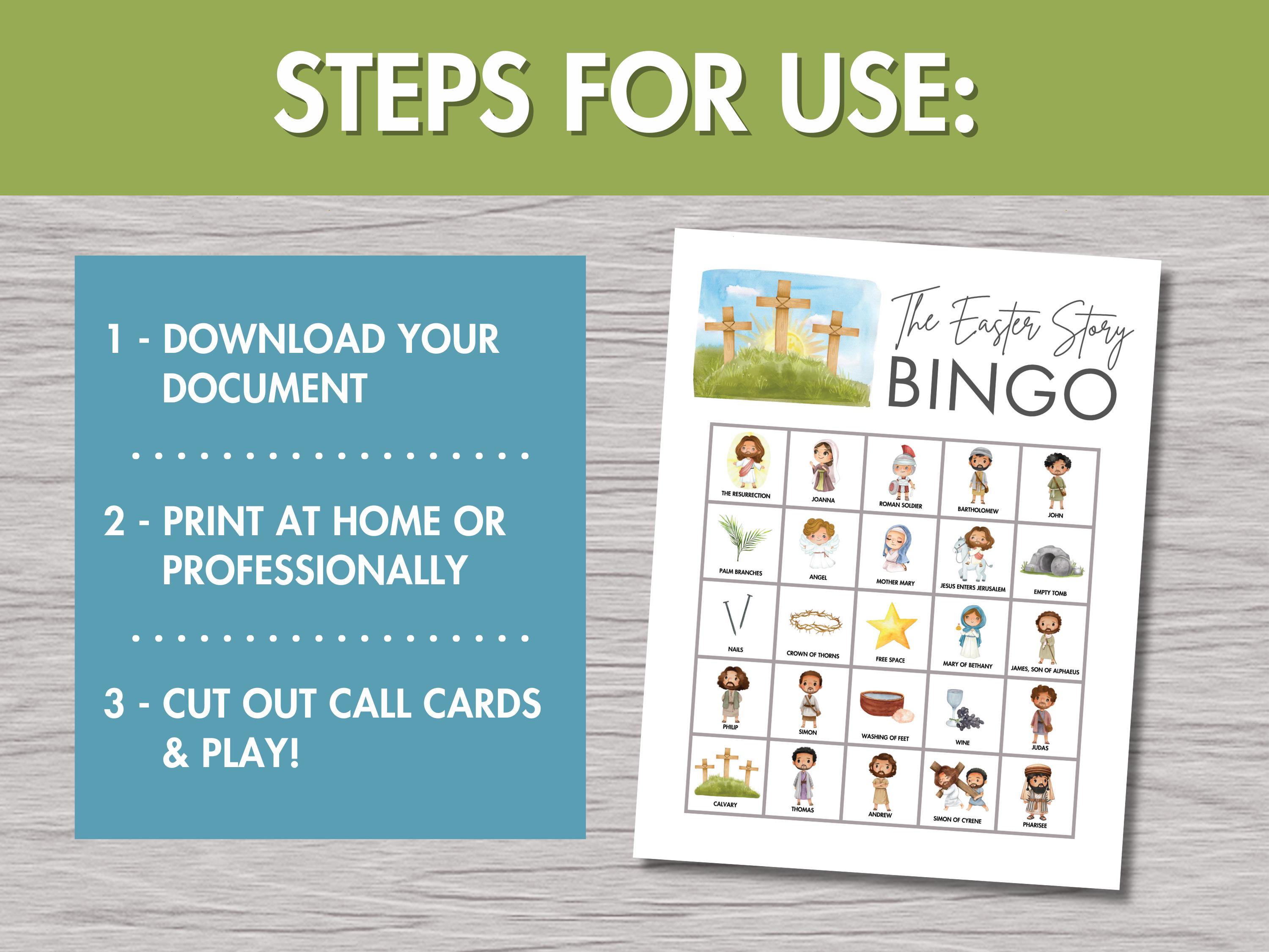 Printable Easter Bingo | the Easter Story Christian Religious Bingo ...