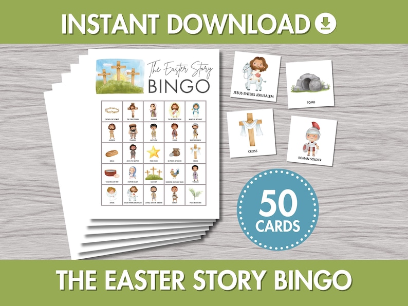 Printable Easter Bingo | the Easter Story Christian Religious Bingo ...
