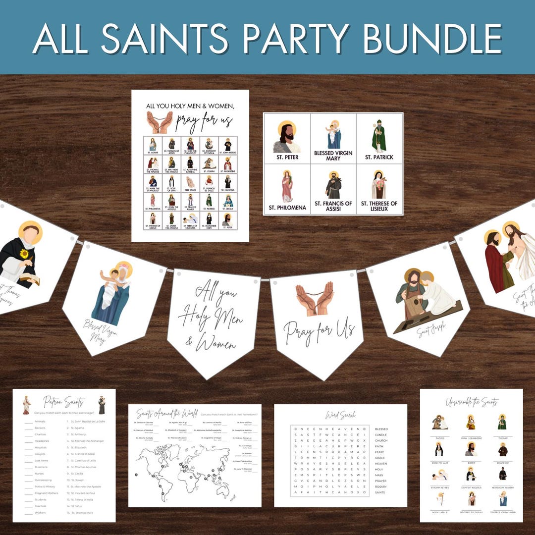 Catholic Saints Party Bundle: Banner, Games, Activity Pages (digital ...
