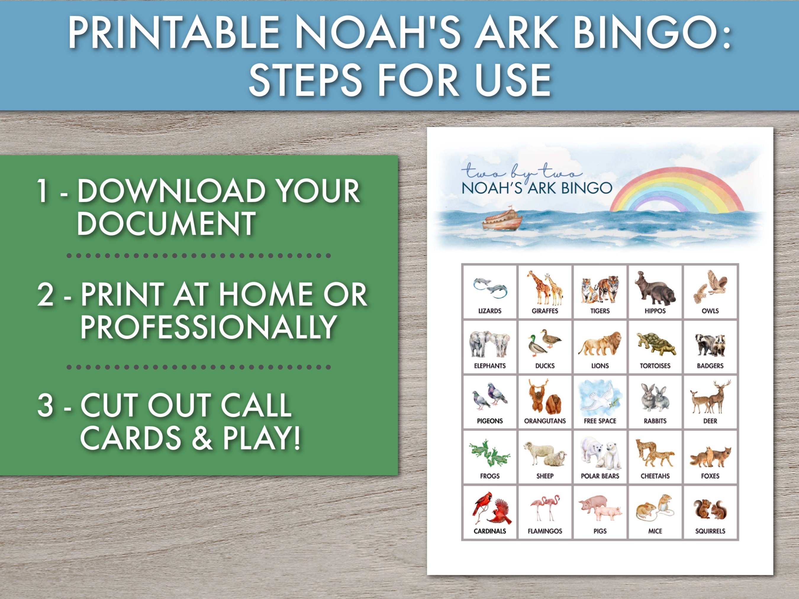 Noah's Ark Bingo Game: Christian Classroom Activity (digital Download ...