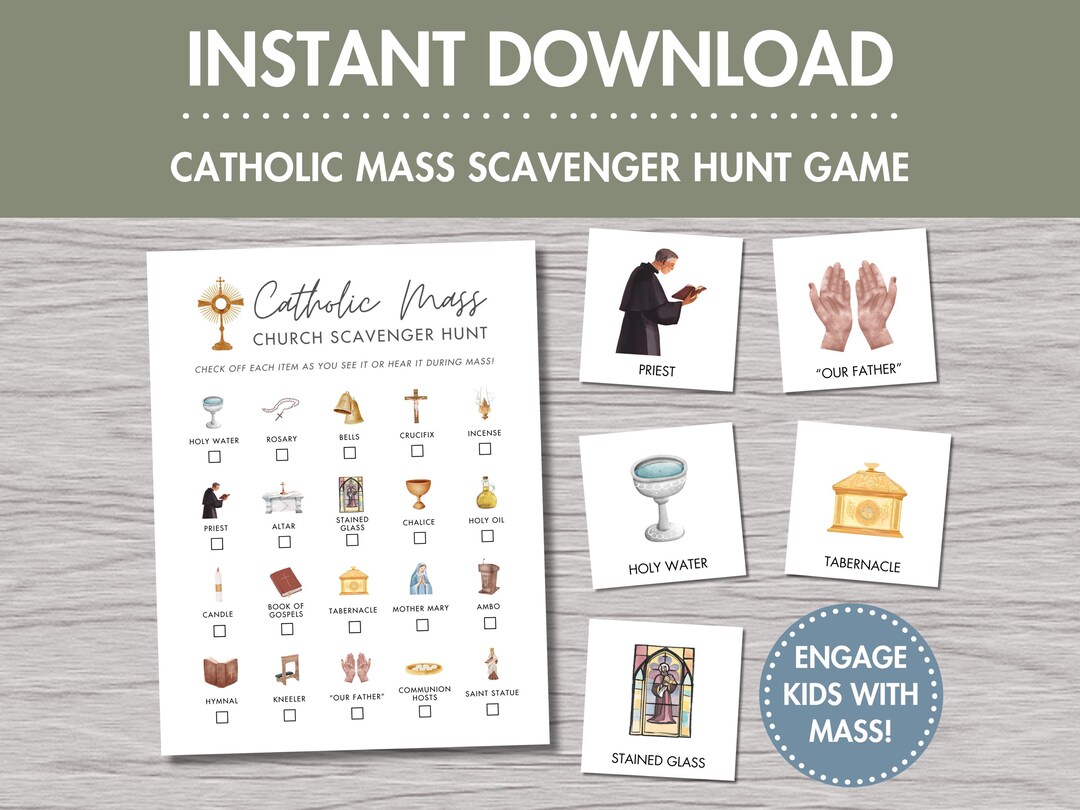 Catholic Mass Scavenger Hunt: Minimalist Church Activity (PDF ...