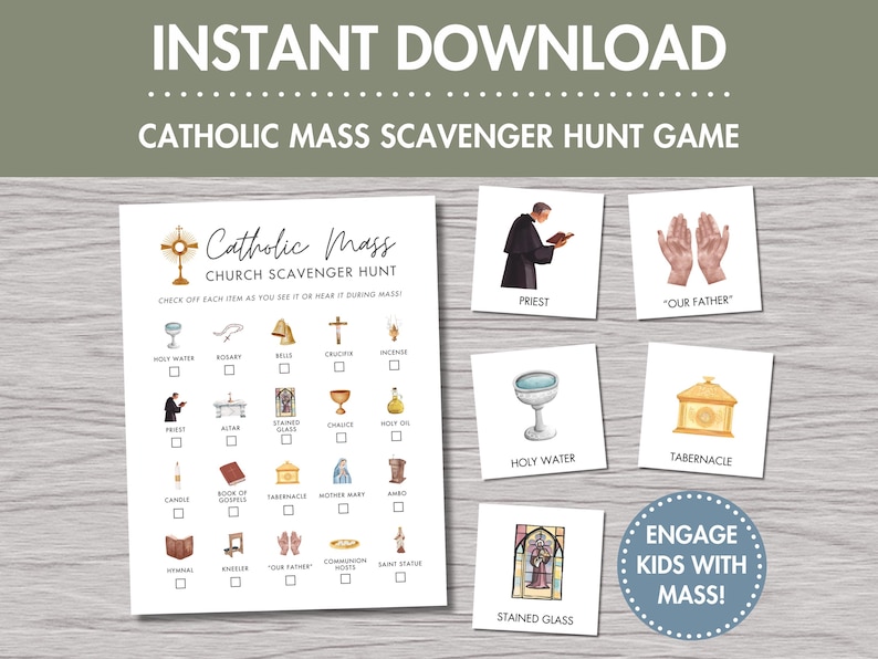 Catholic Mass Scavenger Hunt: Minimalist Church Activity (PDF ...