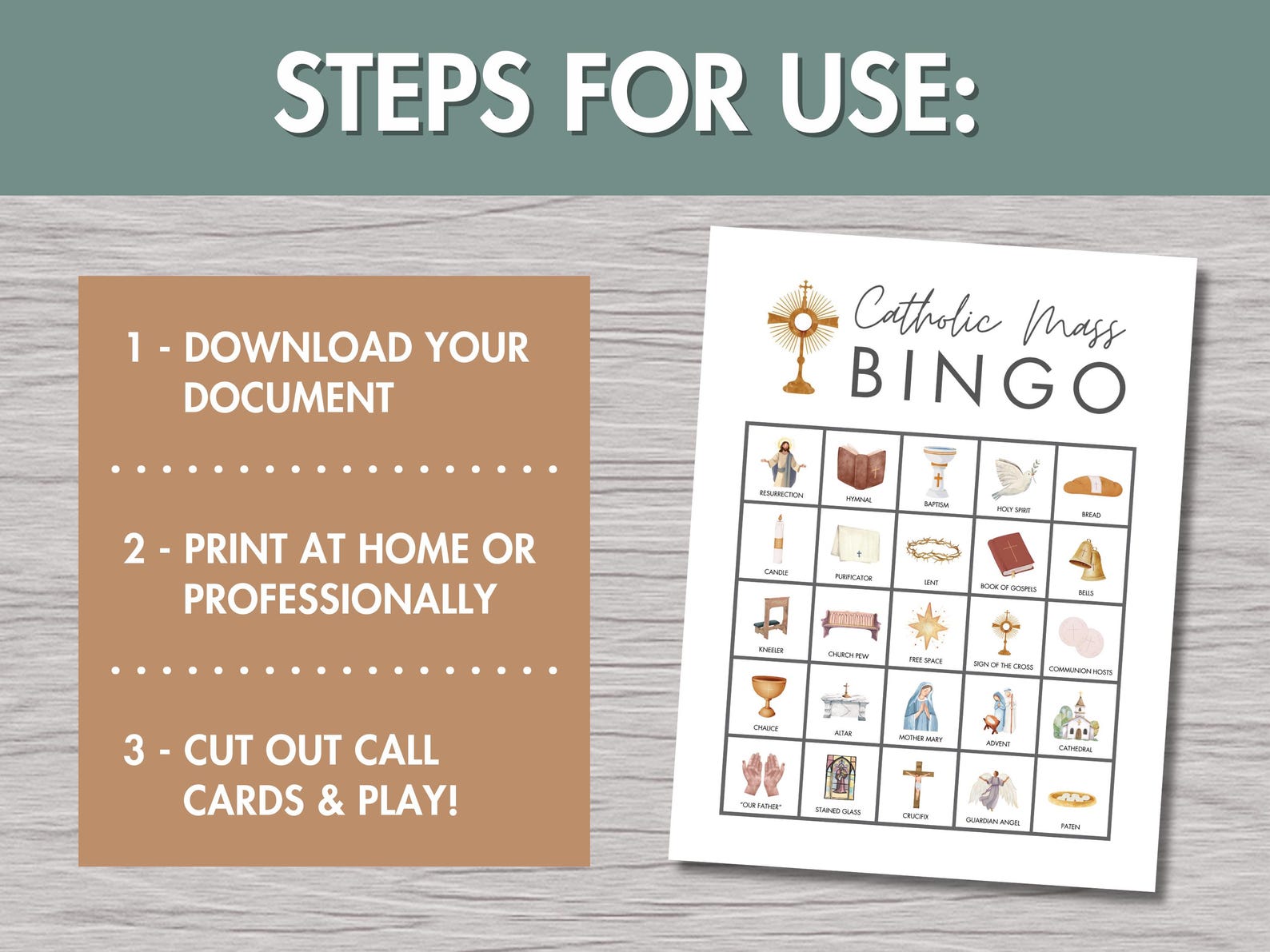 Catholic Mass Bingo Game: Printable Religious Education Activity (PDF ...