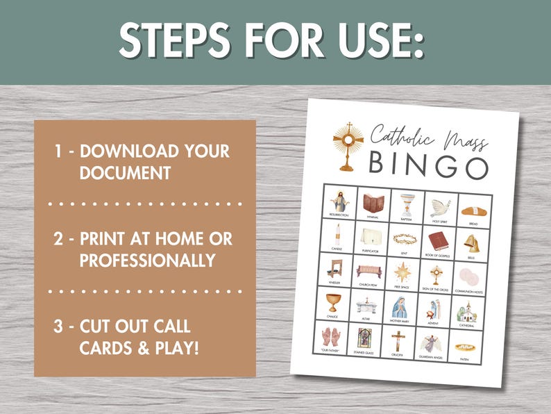 Catholic Mass Bingo Game: Printable Religious Education Activity (PDF ...