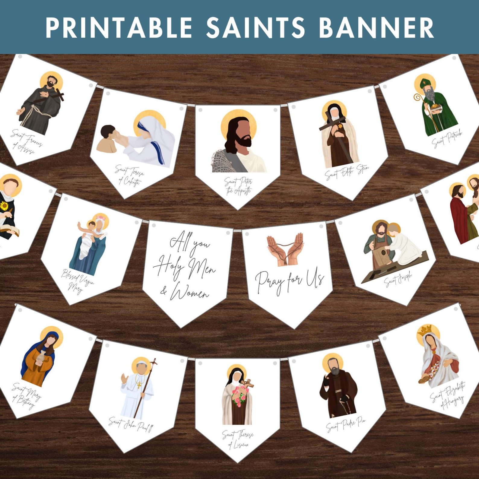 Printable Catholic Saints Banner: All Saints' Day Party Decor (digital ...