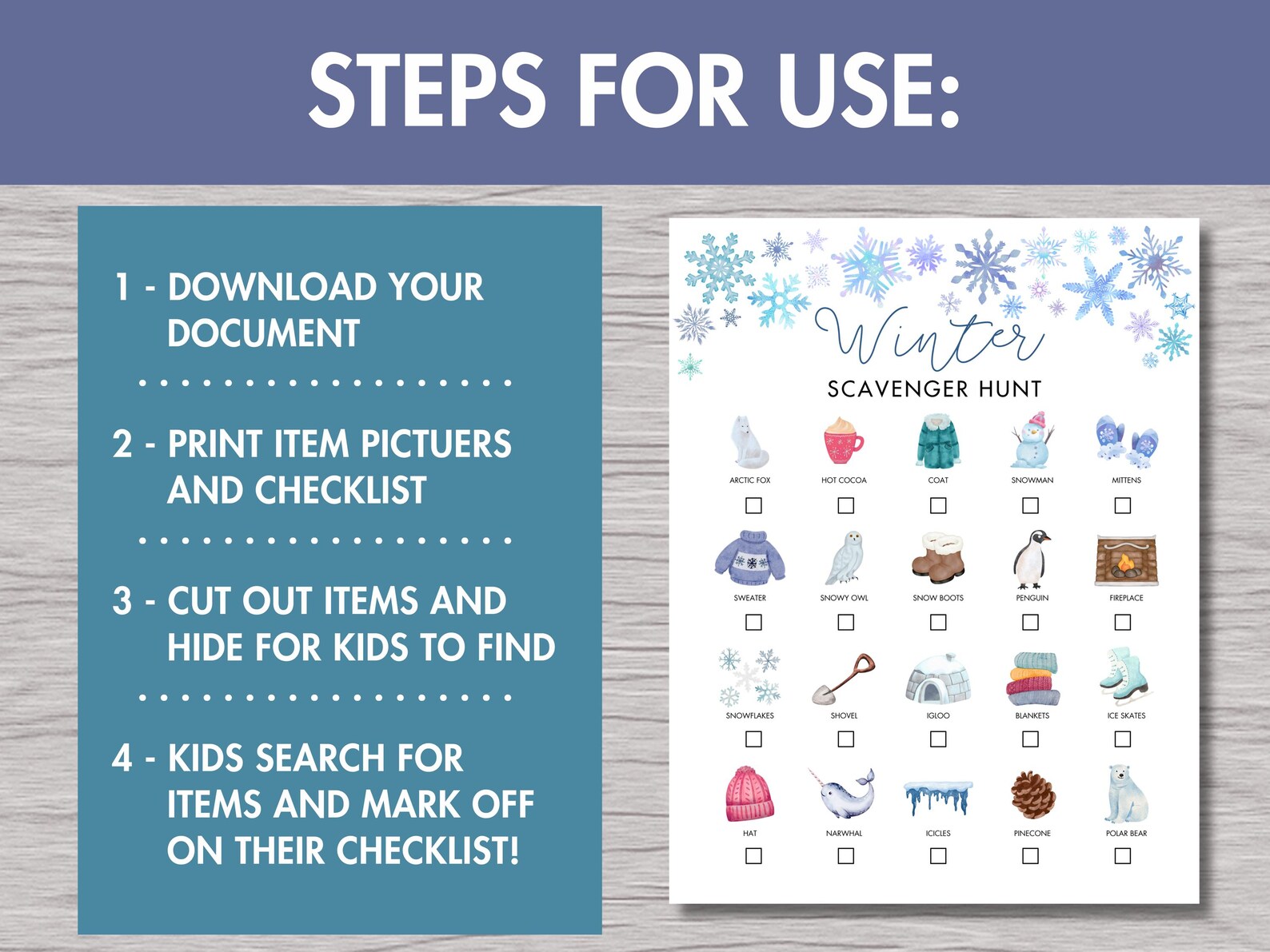 Printable Winter Scavenger Hunt Game | Instant Download, Checklist With ...