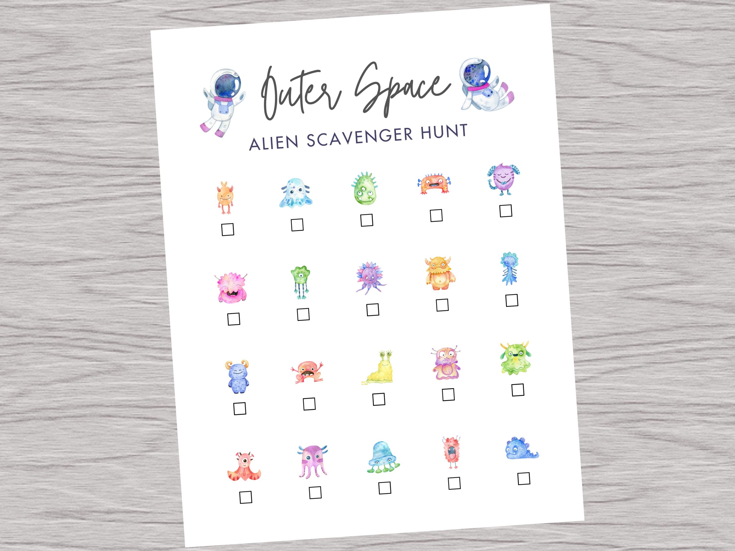 Printable Alien Scavenger Hunt Game: Outer Space Activity (instant ...