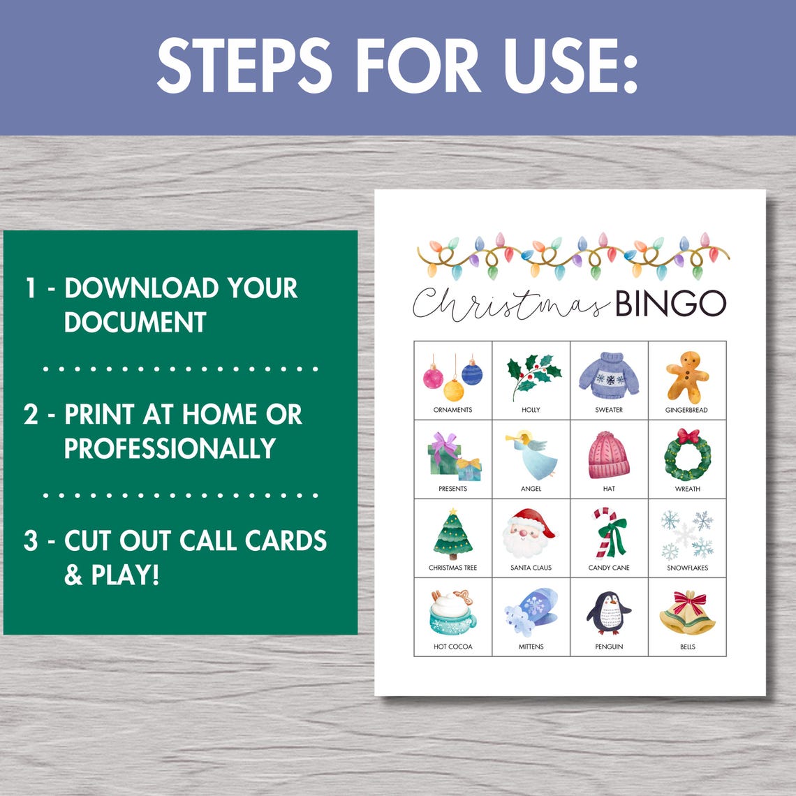 Preschool Christmas Bingo Game: 25 Printable Cards (digital Download ...