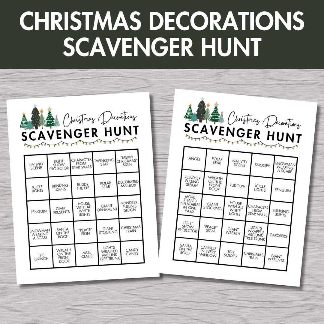 Christmas Decorations Scavenger Hunt Bingo Cards (digital Download) - Etsy