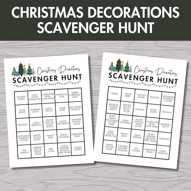 Christmas Decorations Scavenger Hunt Bingo Cards (digital Download) - Etsy