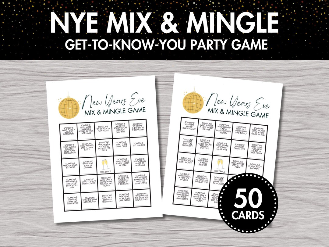 New Year's Eve Icebreaker Game: Mix & Mingle, 50 Cards (digital ...