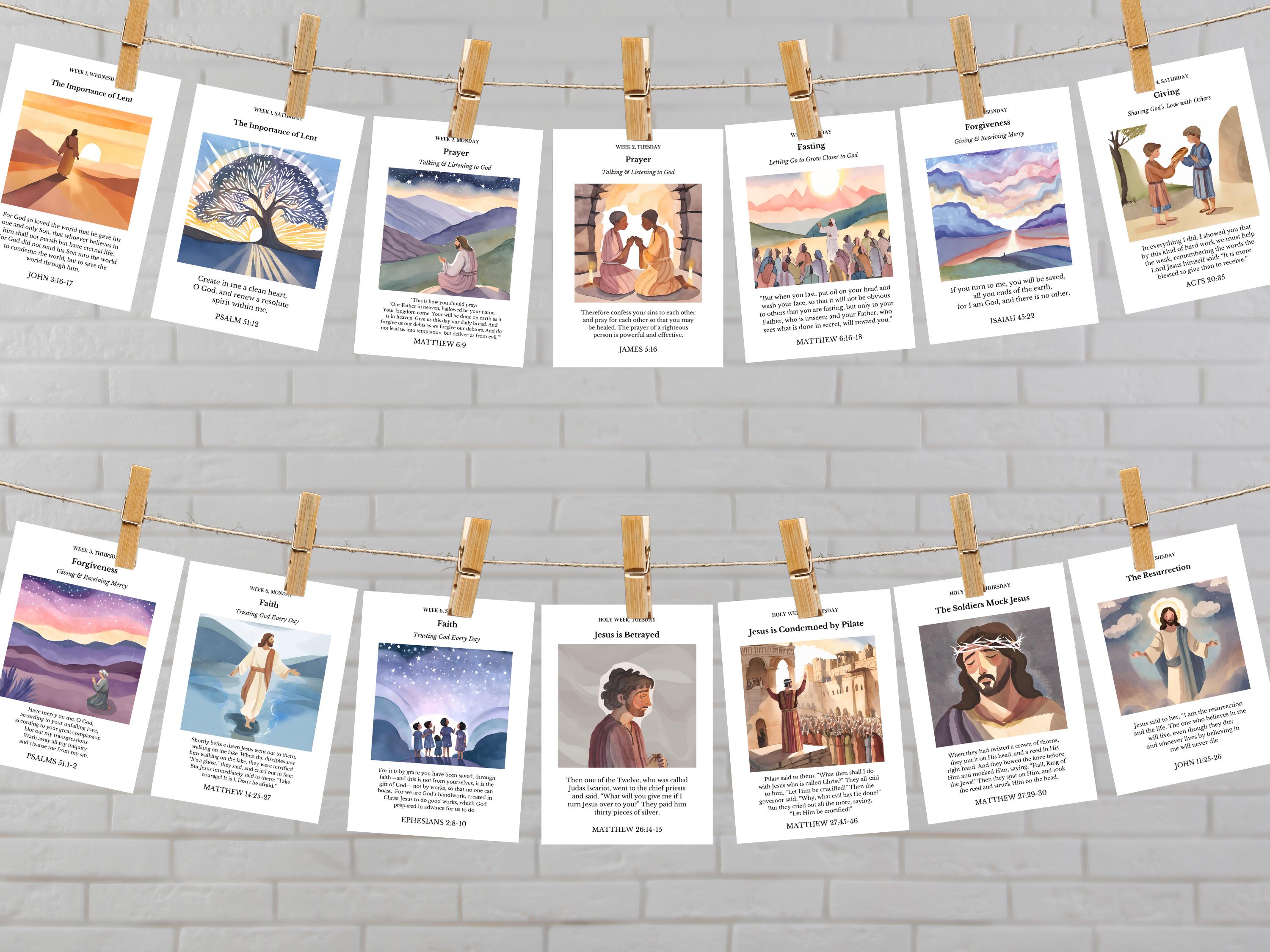 Printable Easter Scripture Cards | Daily Lent Prayer Cards for Adults ...