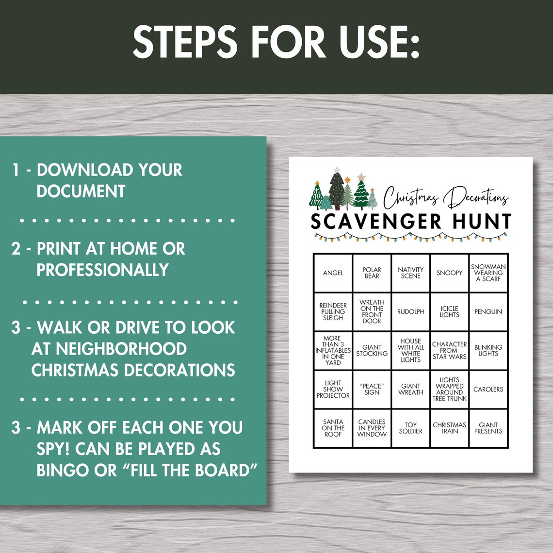 Christmas Decorations Scavenger Hunt Bingo Cards (digital Download) - Etsy