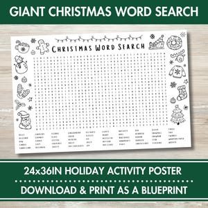 Printable Giant Word Search Poster | Christmas Family Activity, 24x36in ...