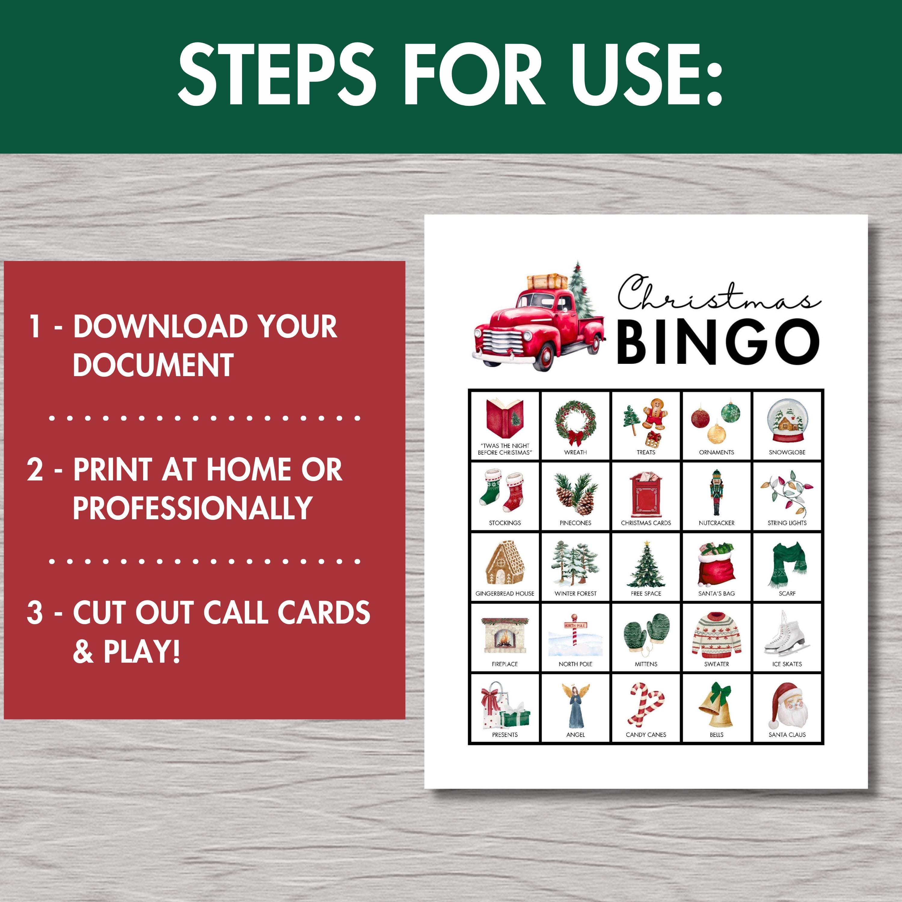 Printable Christmas Bingo Game: Modern Holiday Party Activity, 50 Cards ...