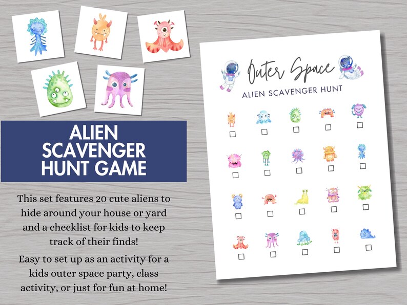Printable Alien Scavenger Hunt Game | Instant Download, Checklist & 20 ...