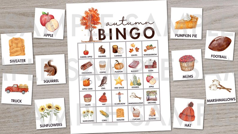 Printable Autumn BINGO | Fall-themed Game, Instant Download, Harvest ...
